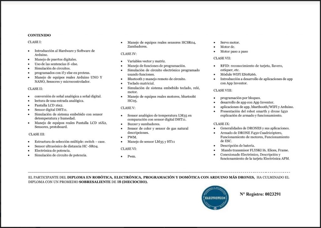 DIPLOMA EN ROBOTICA . ELECTRONICA Y PROGRAMACIKON CON ARDUINO + DRONES ...